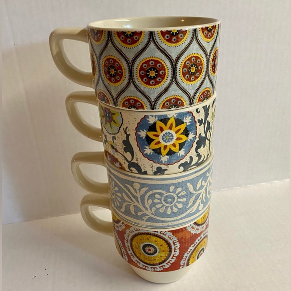 Pier 1 | Kitchen | Pier Imports Stoneware 4 Stackable Mugs All With ...
